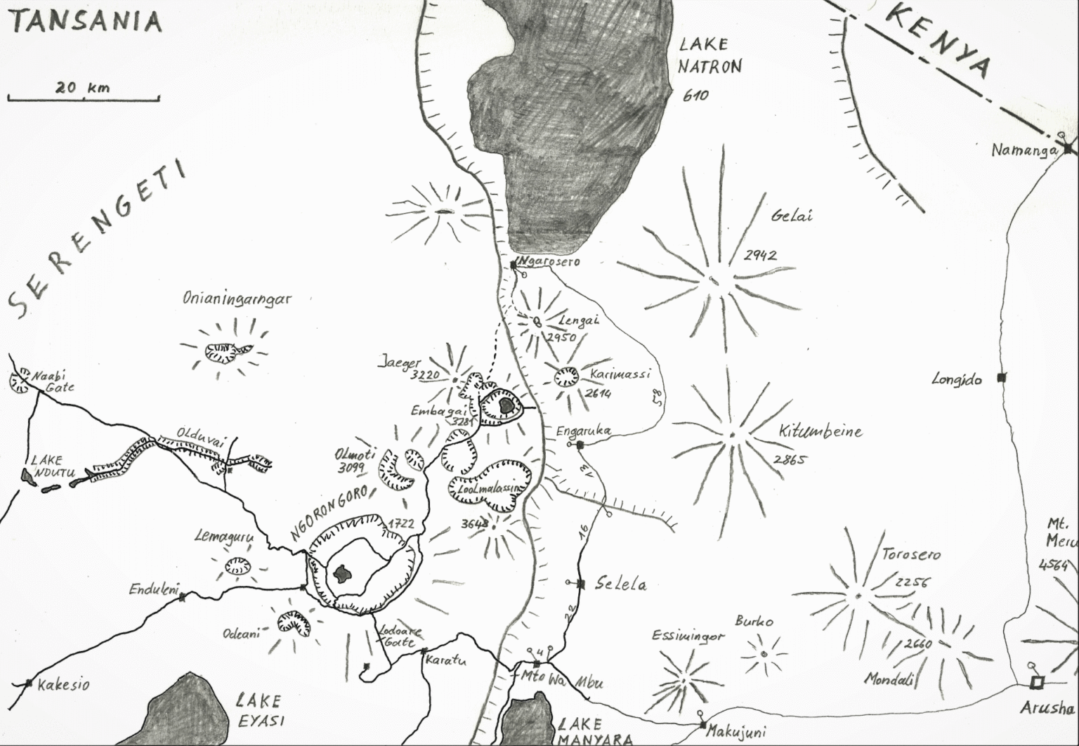Karte Lake Natron. Karte Tansania. © Chris Weber | volcanoes and eruptions